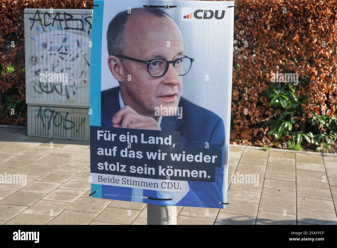 Bundestagswahlkampf 2025 / Wahlplakate der CDU, Friedrich Merz. Münster ...