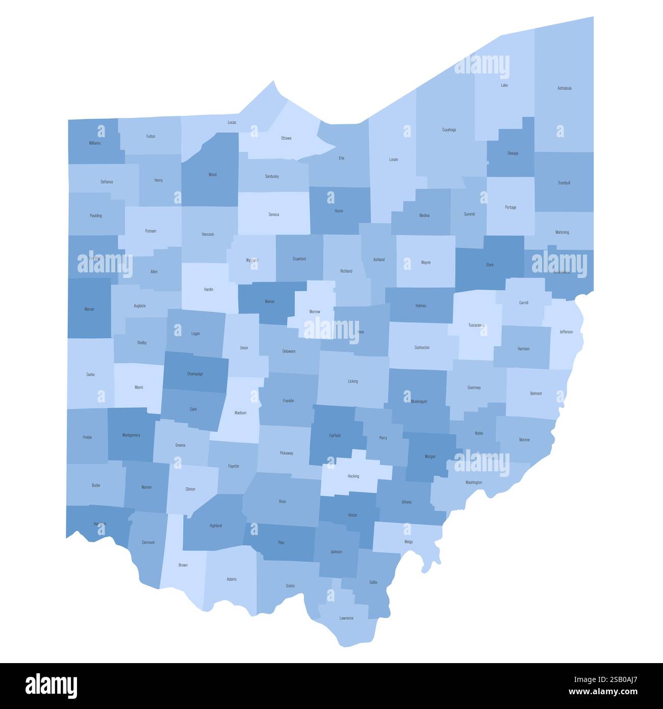 Ohio, OH - detaillierte politische Karte des US-Bundesstaates ...