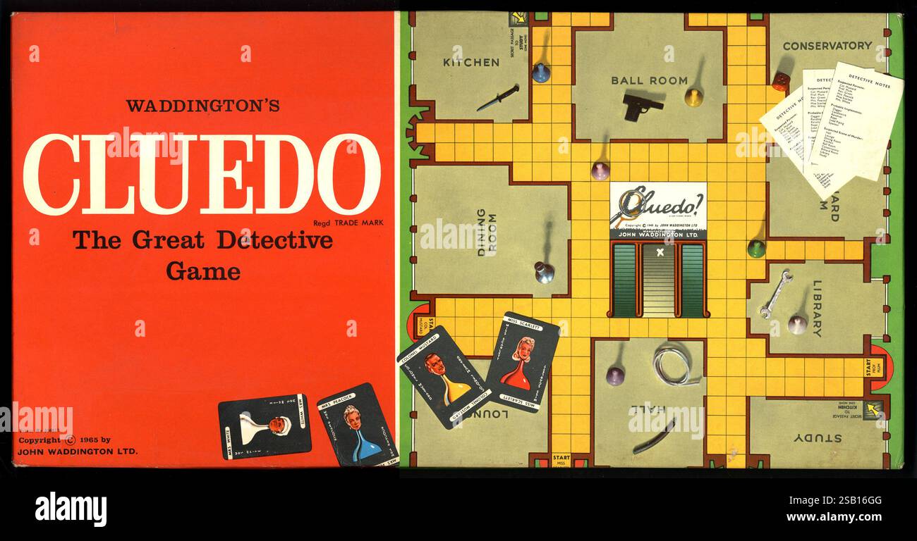 Originalausgabe 1965 des berühmten Brettspiels Cluedo, produziert in ...