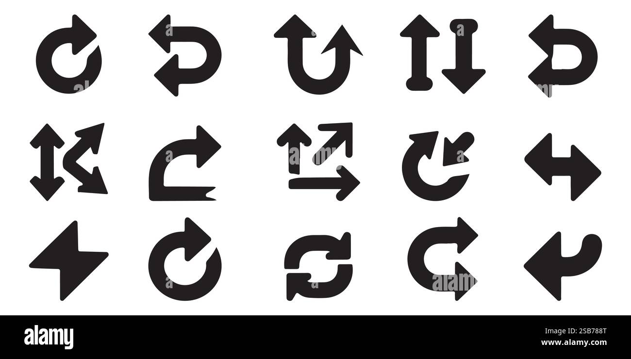 Pfeilsymbolgruppe. Pfeil. Cursor. Sammeln Sie verschiedene Pfeilzeichen. Symbole mit schwarzen ...