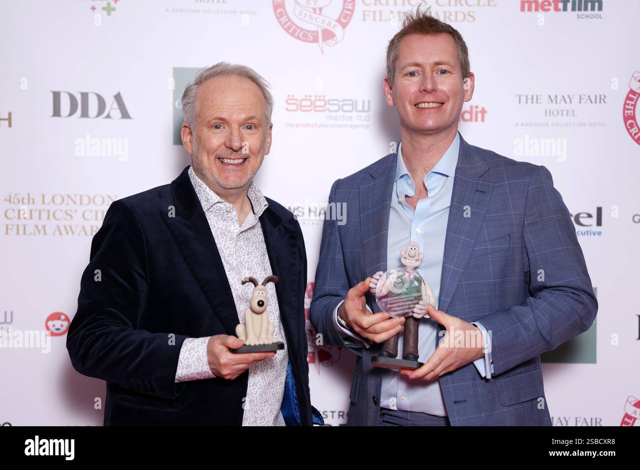 Nick Park, left and Merlin Crossingham, winners of the Animated Film ...