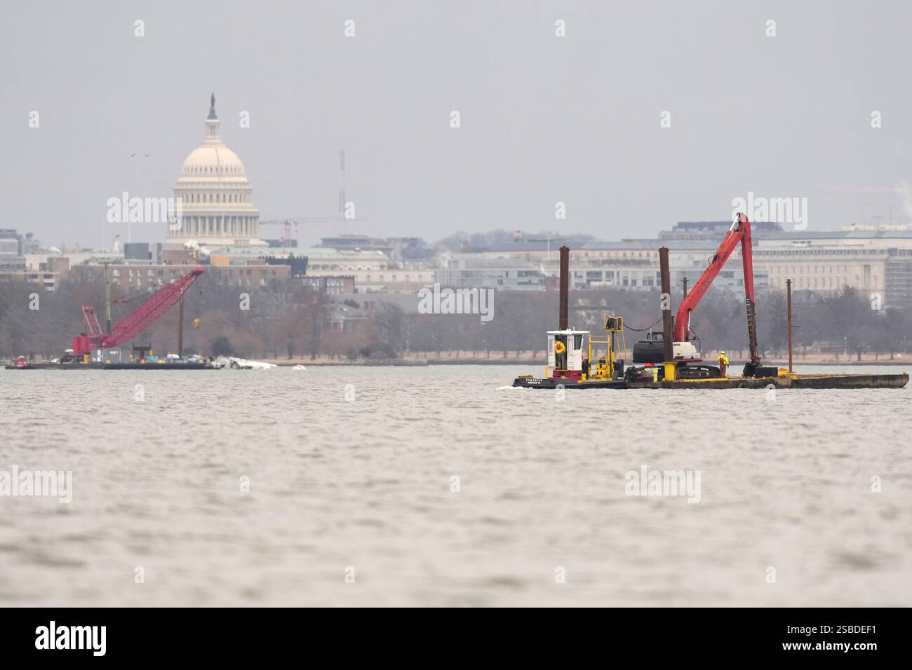With the U.S. Capitol in the background, cranes are pictured in the ...