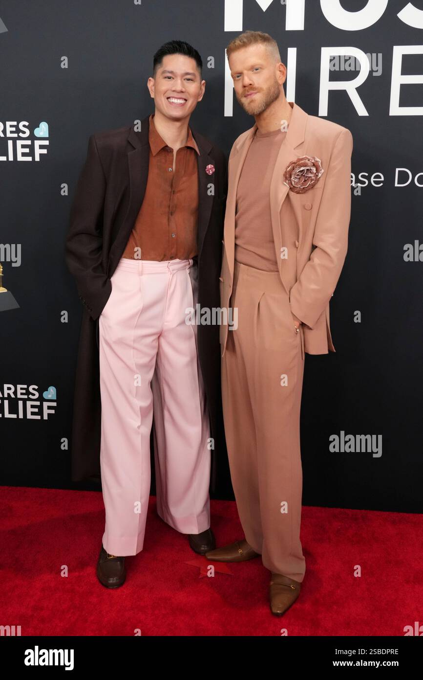 Mark Manio, left, and Scott Hoying arrive at the 67th annual Grammy ...