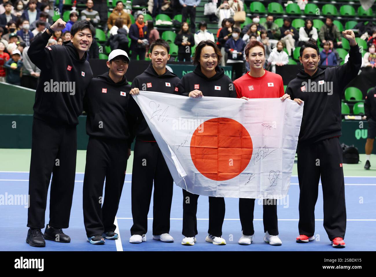 Bourbon Beans Dome, Hyogo, Japan. Februar 2025. (L bis R) Takeru Yuzuki, Yoshihito Nishioka, Kei ...