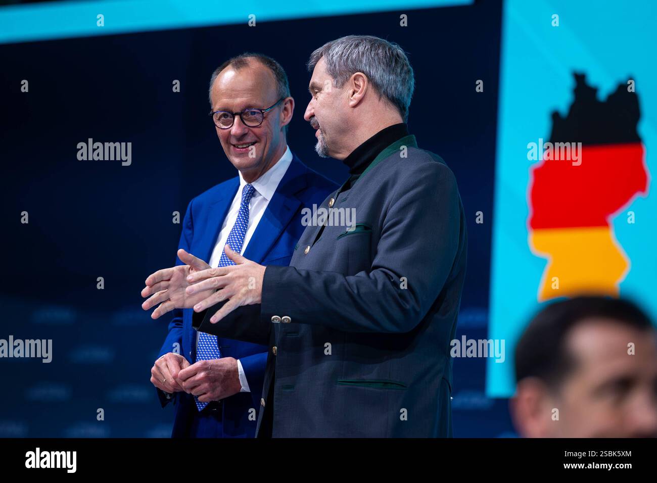37. Bundesparteitag der CDU am 03.02.2025 in Berlin, v. l. Vorsitzender ...