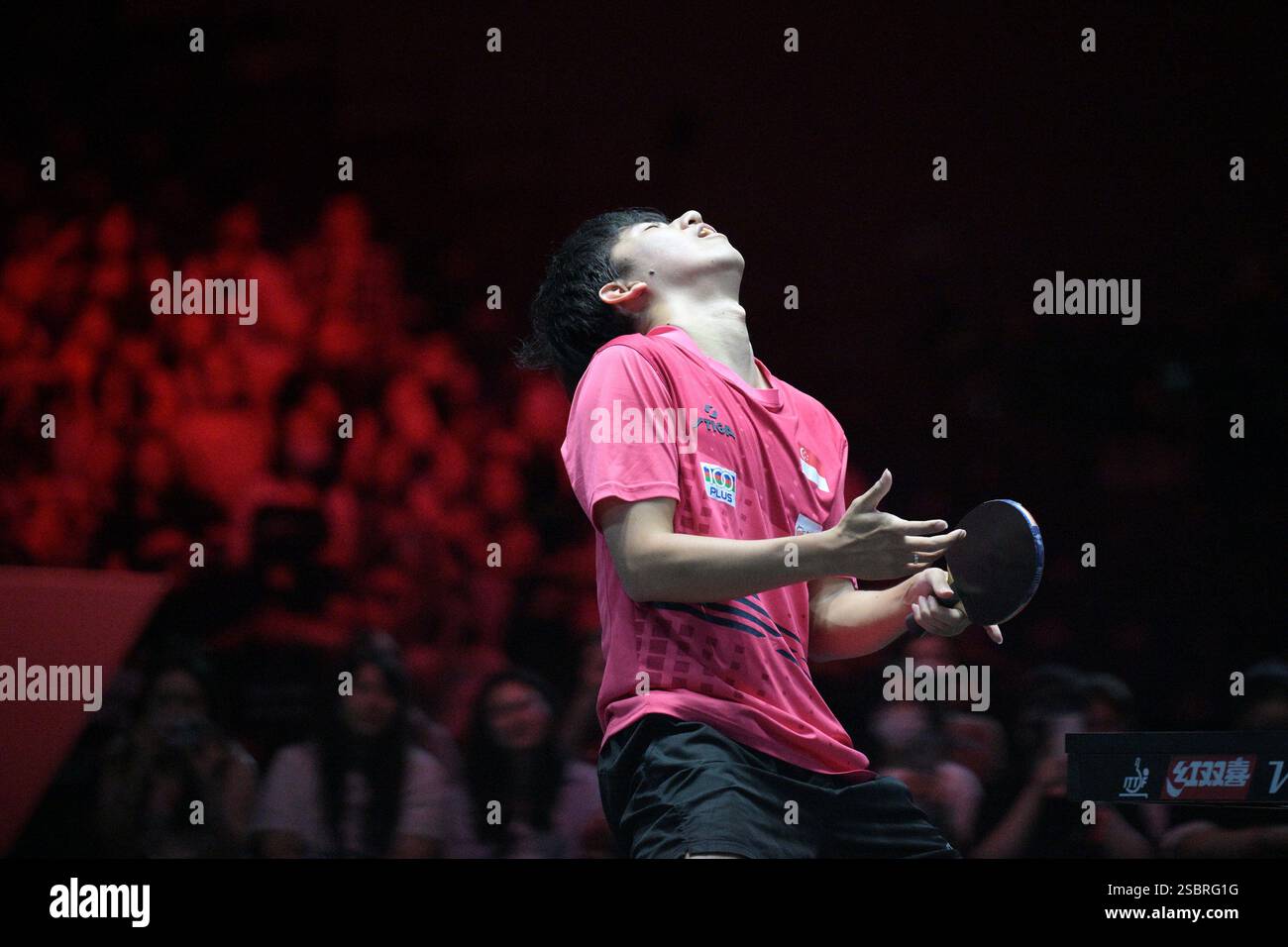 Singapur. Februar 2025. Pang Koen reagierte während des 32er-Spiels ...