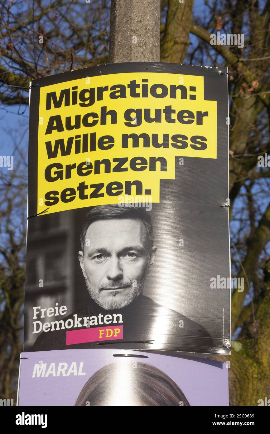 Wahlplakat der FDP-Partei zur Bundestagswahl 2025, Bremen, Deutschland ...