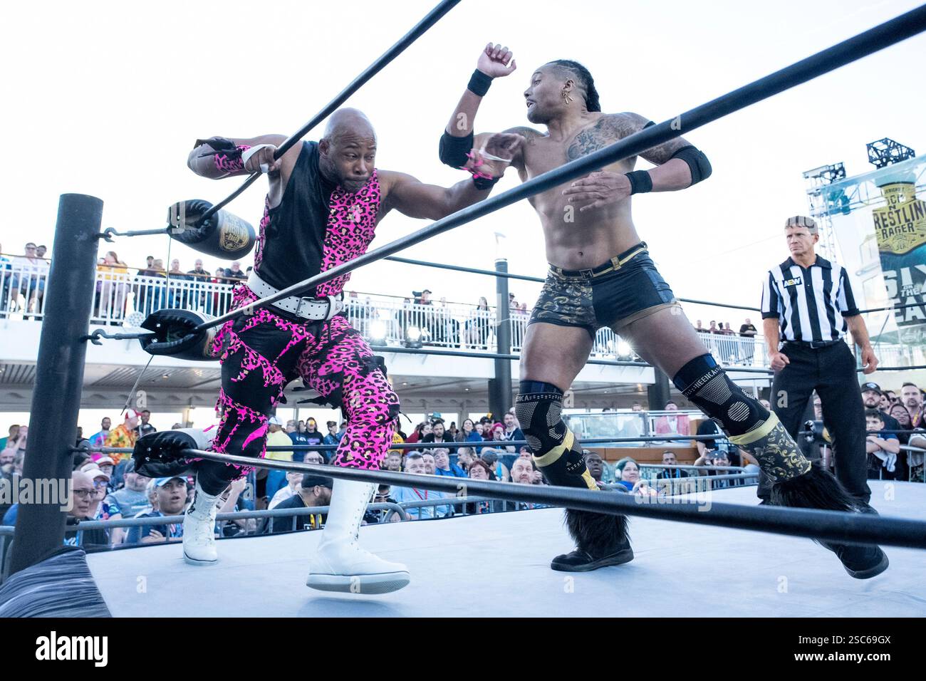 Jay Lethal, left, and Mason Madden are seen during Chris Jericho's Rock ...