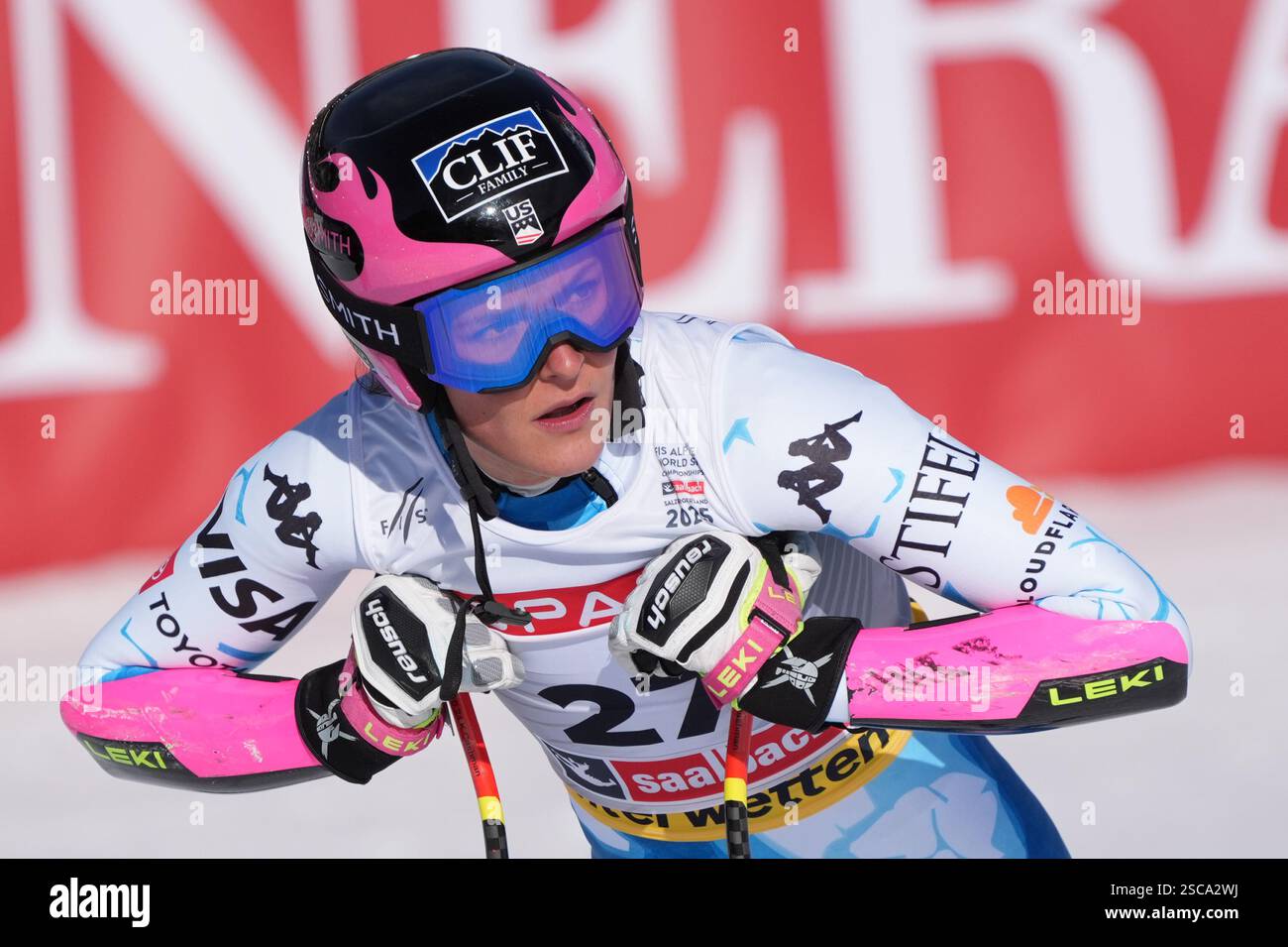 United States' Keely Cashman checks her time at the finish area of a ...