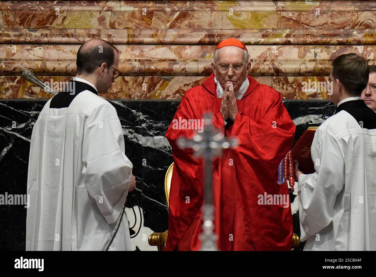 FILE - Cardinal Giovanni Battista Re celebrates the funeral mass for ...