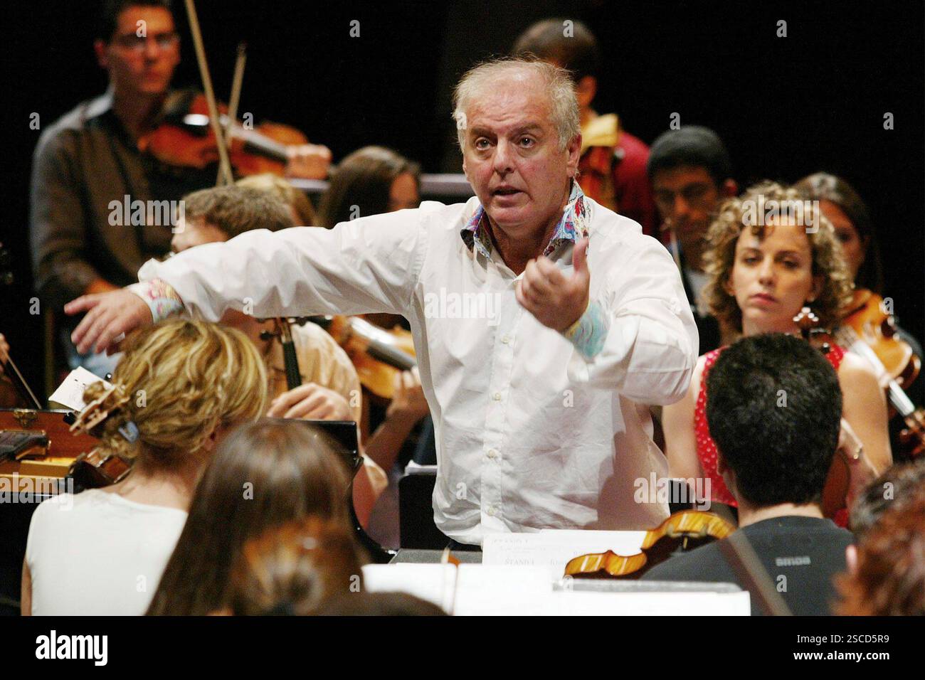 FILE - Daniel Barenboim conducts the West-Eastern Divan Orchestra ...