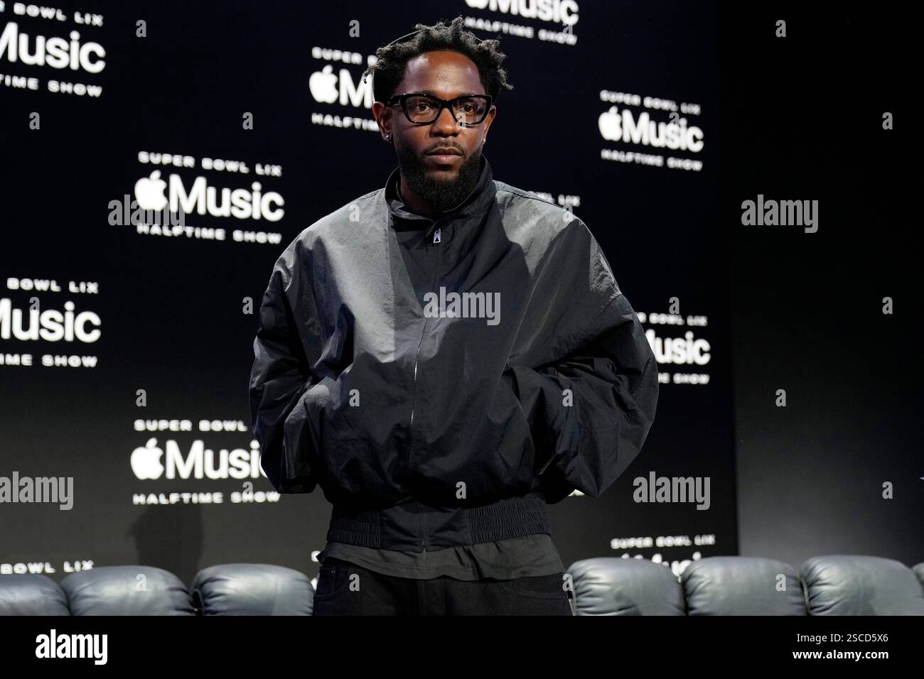 Apple Music Super Bowl LIX Halftime Show performer Kendrick Lamar poses ...