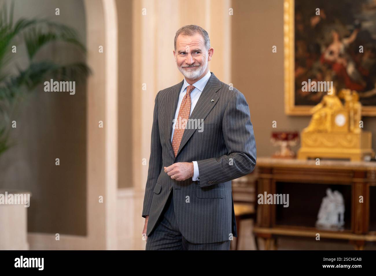 King Felipe VI on his arrival to receive in audience the Prime Minister ...