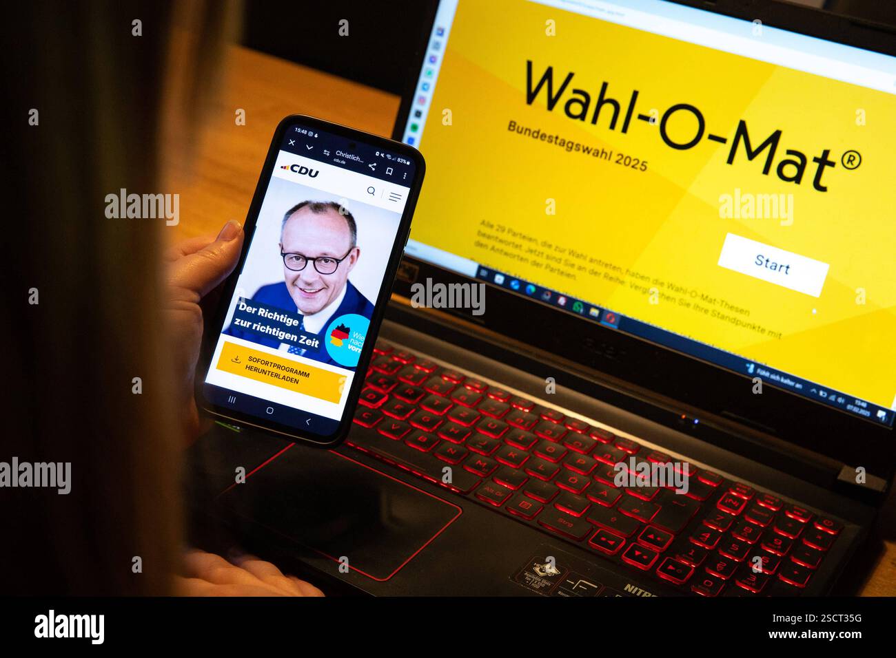 07.02.2025, xtgx, Symbolfotos Wahl-O-Mat zur Bundestagswahl. Startseite ...