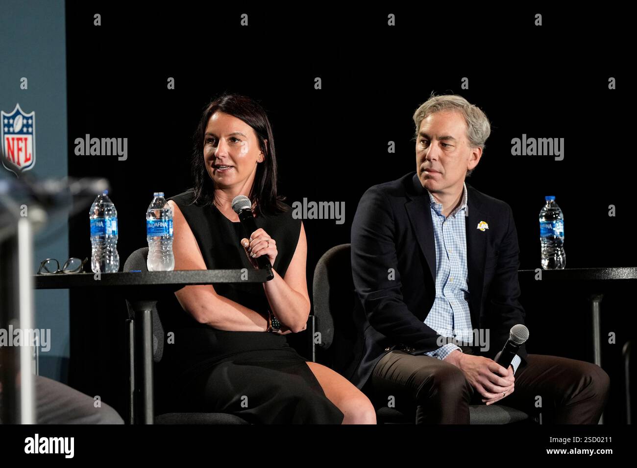 (Left to right) Charlotte Offord, General Manager, NFL Australia & New Zealand, and Kevin Demoff ...