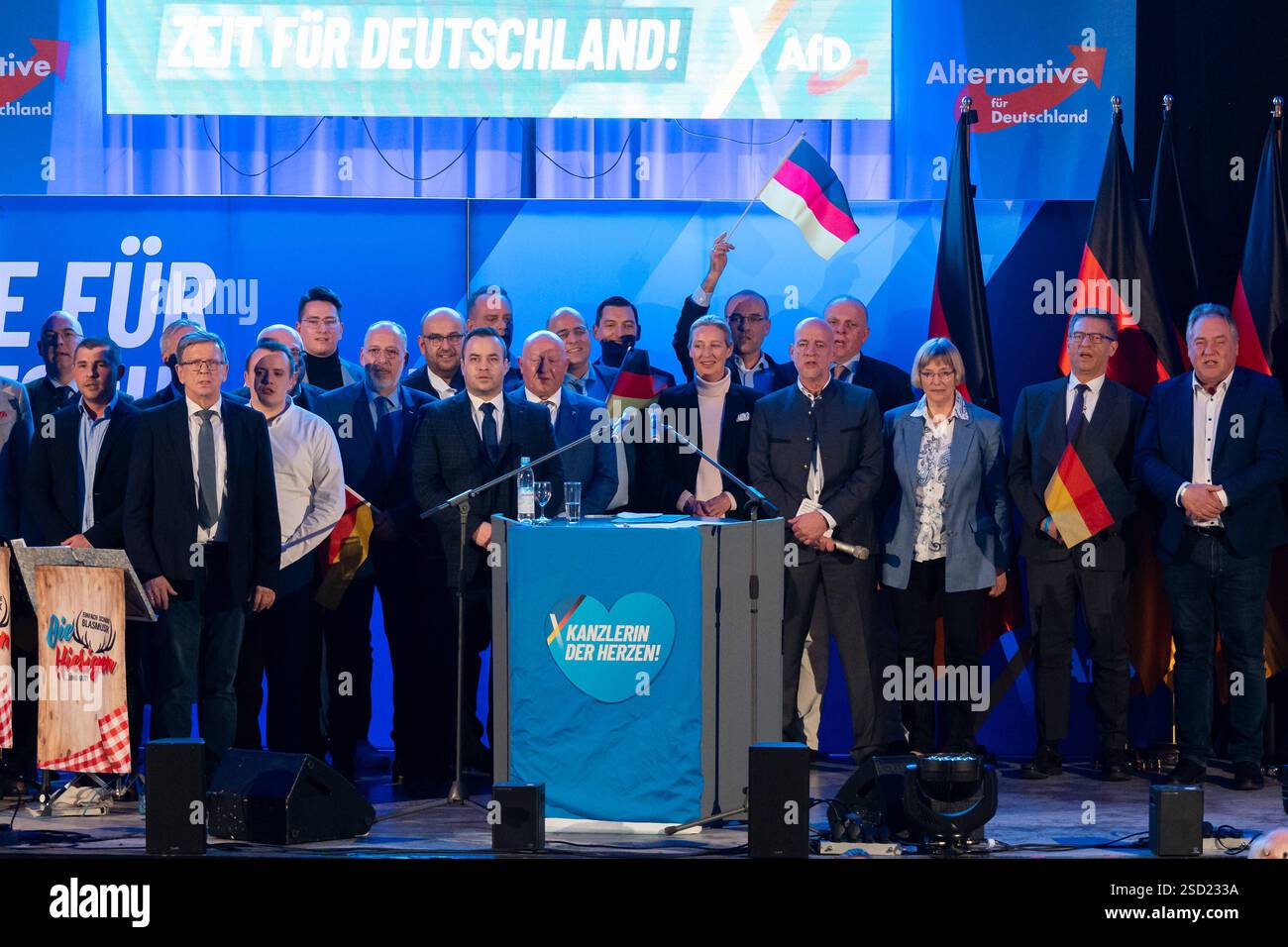 Greding, Bayern, Deutschland - 7. Februar 2025: Wahlkampfveranstaltung der AfD-Alternative für ...