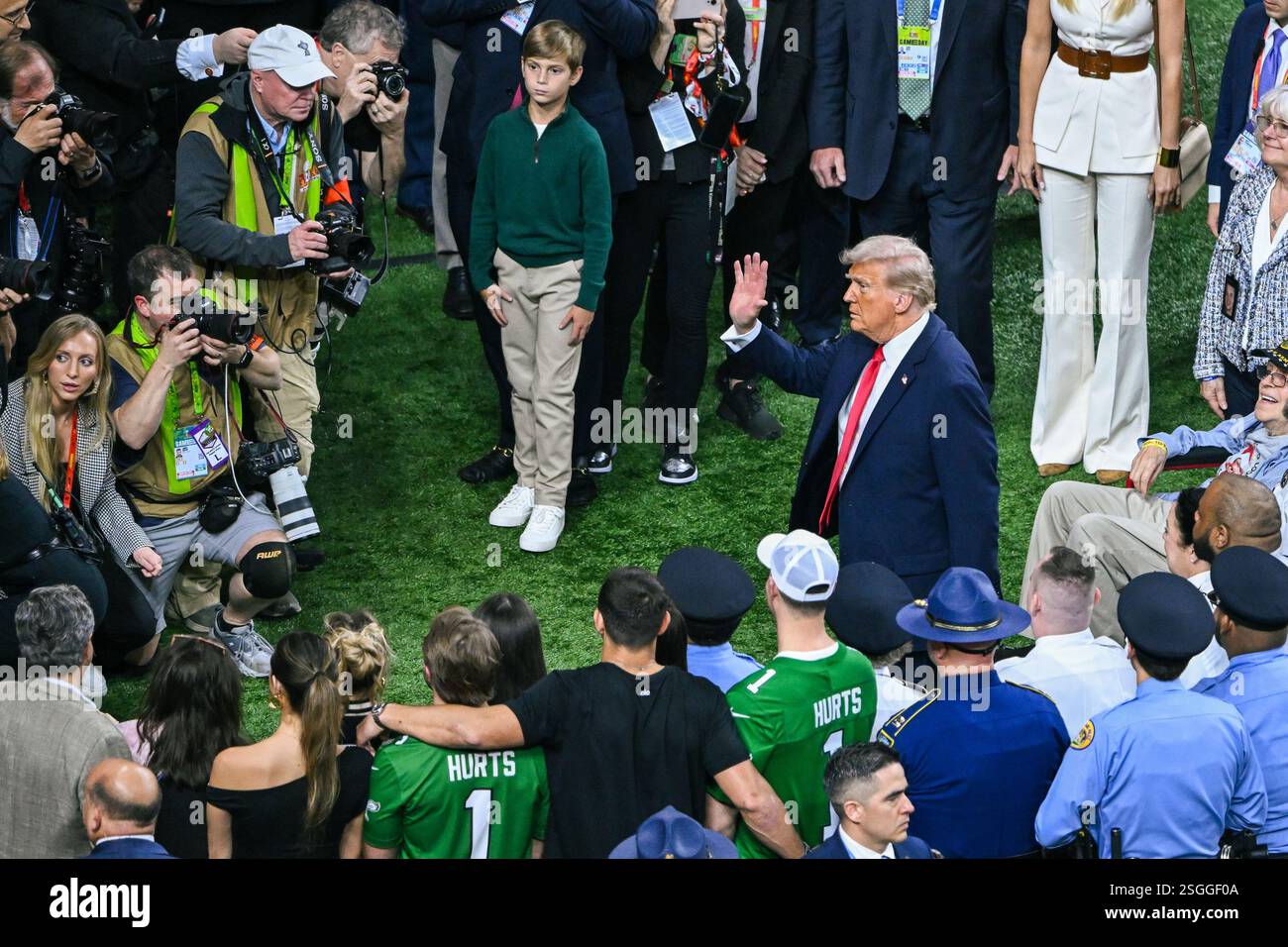 Präsident Donald Trump im Caesars Superdome, New Orleans, vor Super ...