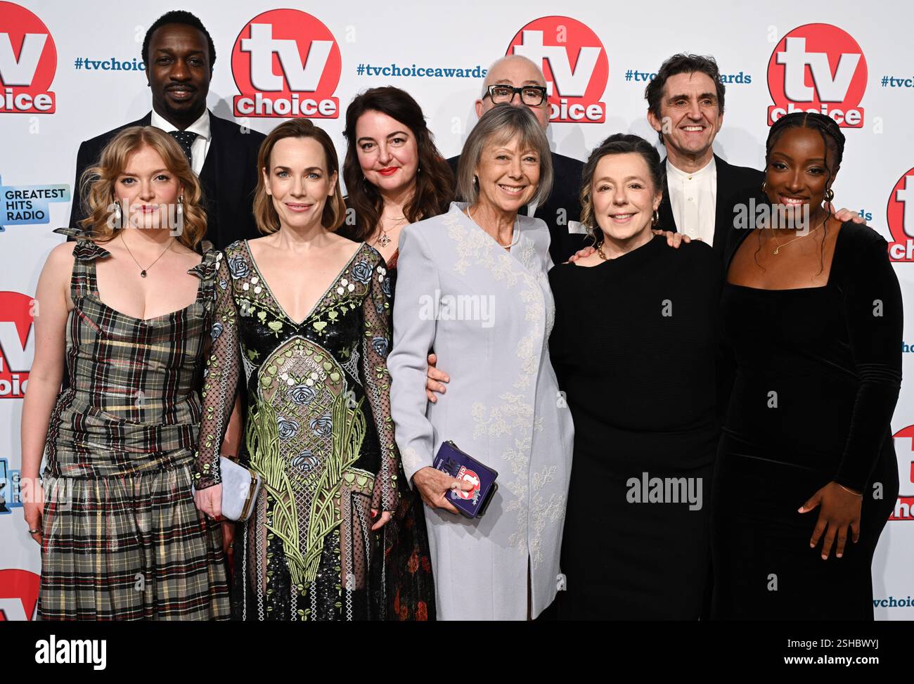 London, Großbritannien. Februar 2025. Natalie Quarry, Stephen McGann ...
