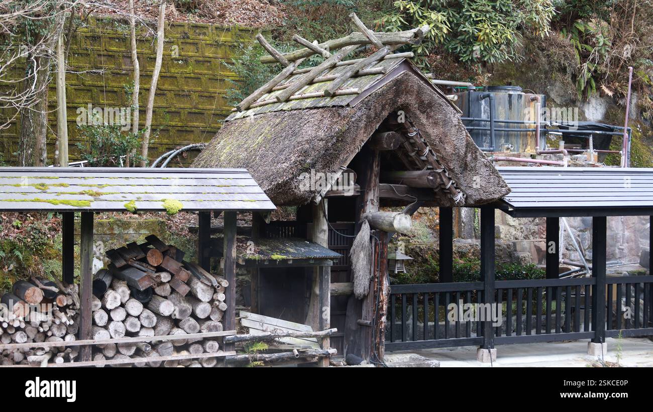 Kurokawa, Japan 16. Januar 2025: Das Thermalbad in Kurokawa Onsen. Eine ...