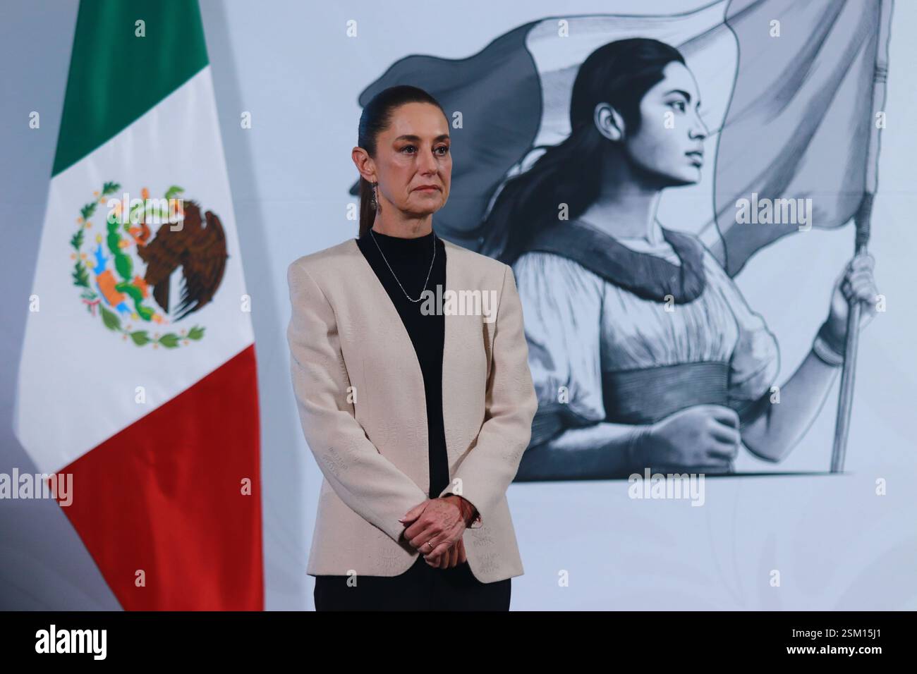 Mexikos Präsidentin Claudia Sheinbaum Pardo sprach während einer ...