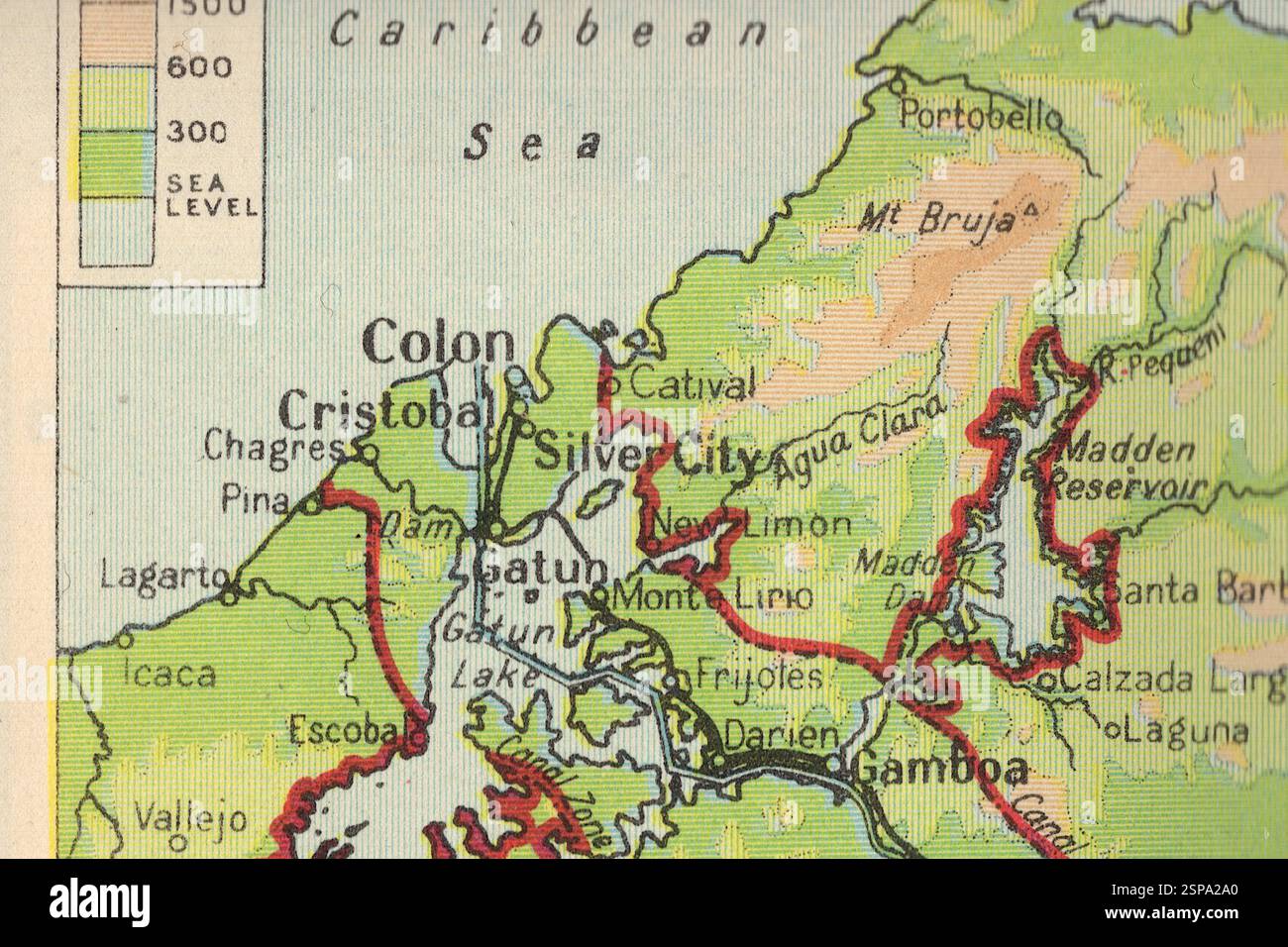 Eine alte geographische Karte von Mitte bis Anfang des 20. Jahrhunderts ...