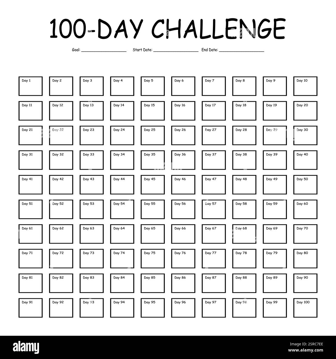 100-Tage-Challenge-Kalender und Zielplaner. Täglicher Tracker mit ...