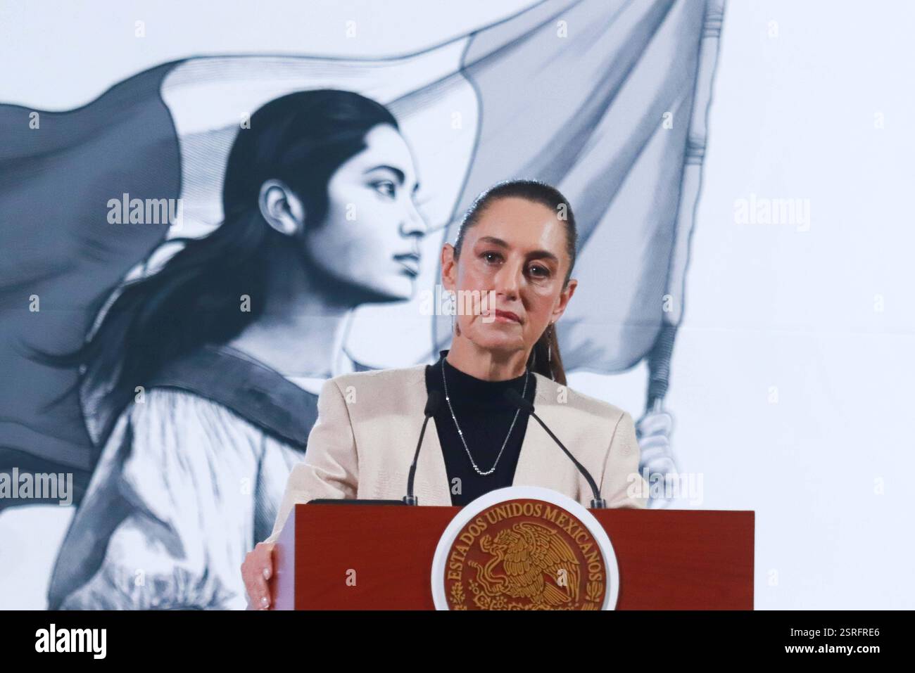 Claudia Sheinbaum Nachrichtenkonferenz Mexikos Präsidentin Claudia ...
