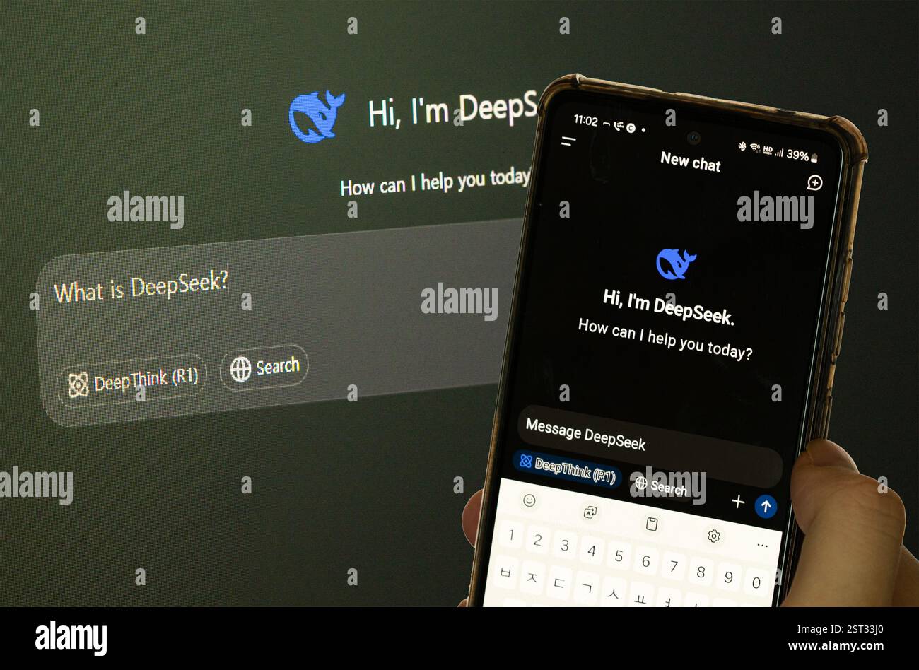 Seoul, Südkorea - 17. Februar 2025 : Ein Benutzer, der DeepSeek auf einem Computer und ...