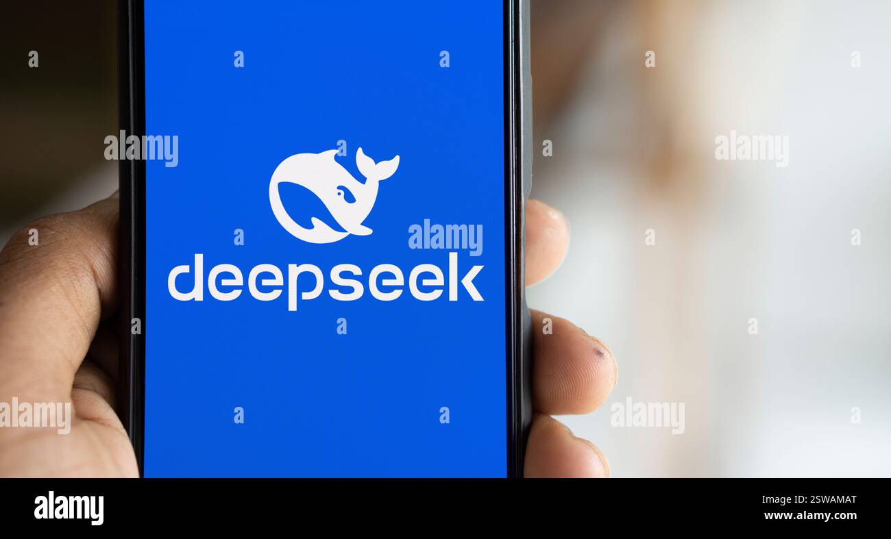 Das logo von deepseek ai wird auf dem smartphone angezeigt -Fotos und ...