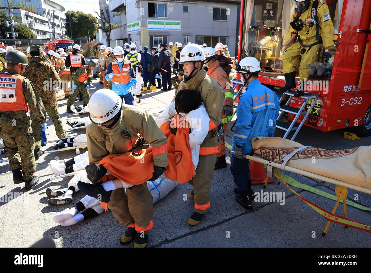 A training for terrorist tactics is conducted by Tokyo Fire Department, Tokyo Metropolitan ...