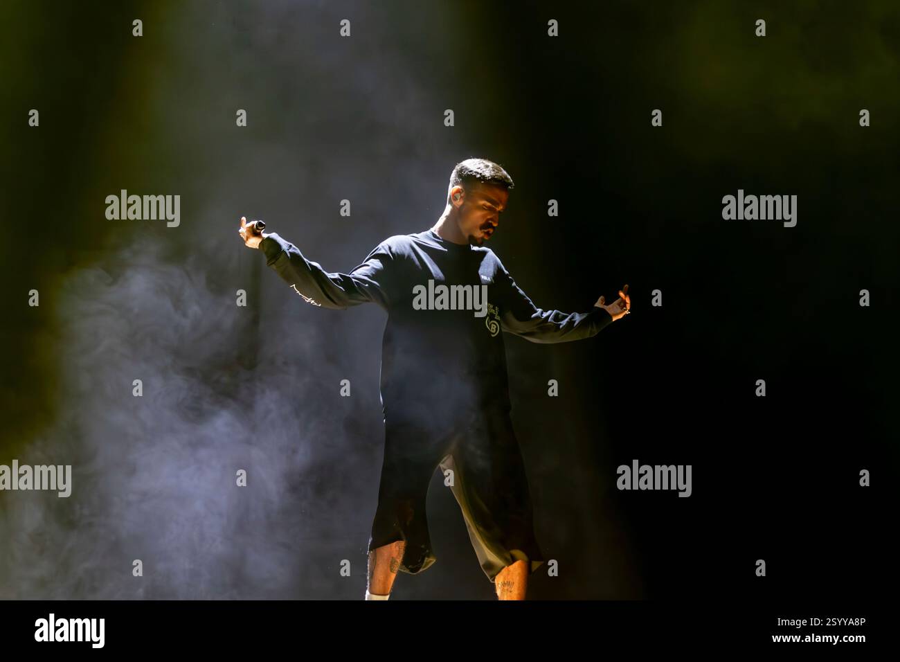 The singer Rels B during his concert at the Movistar Arena, on March 1 ...