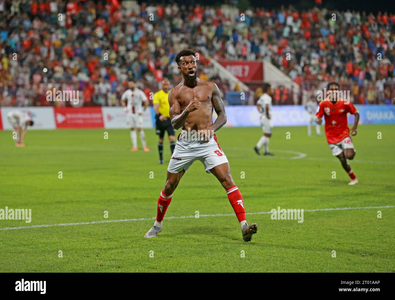 Bashundhara Kings Stürmer Dorielton Gomes feiert das zweite seiner beiden Tore beim Sieg 3-2 ...