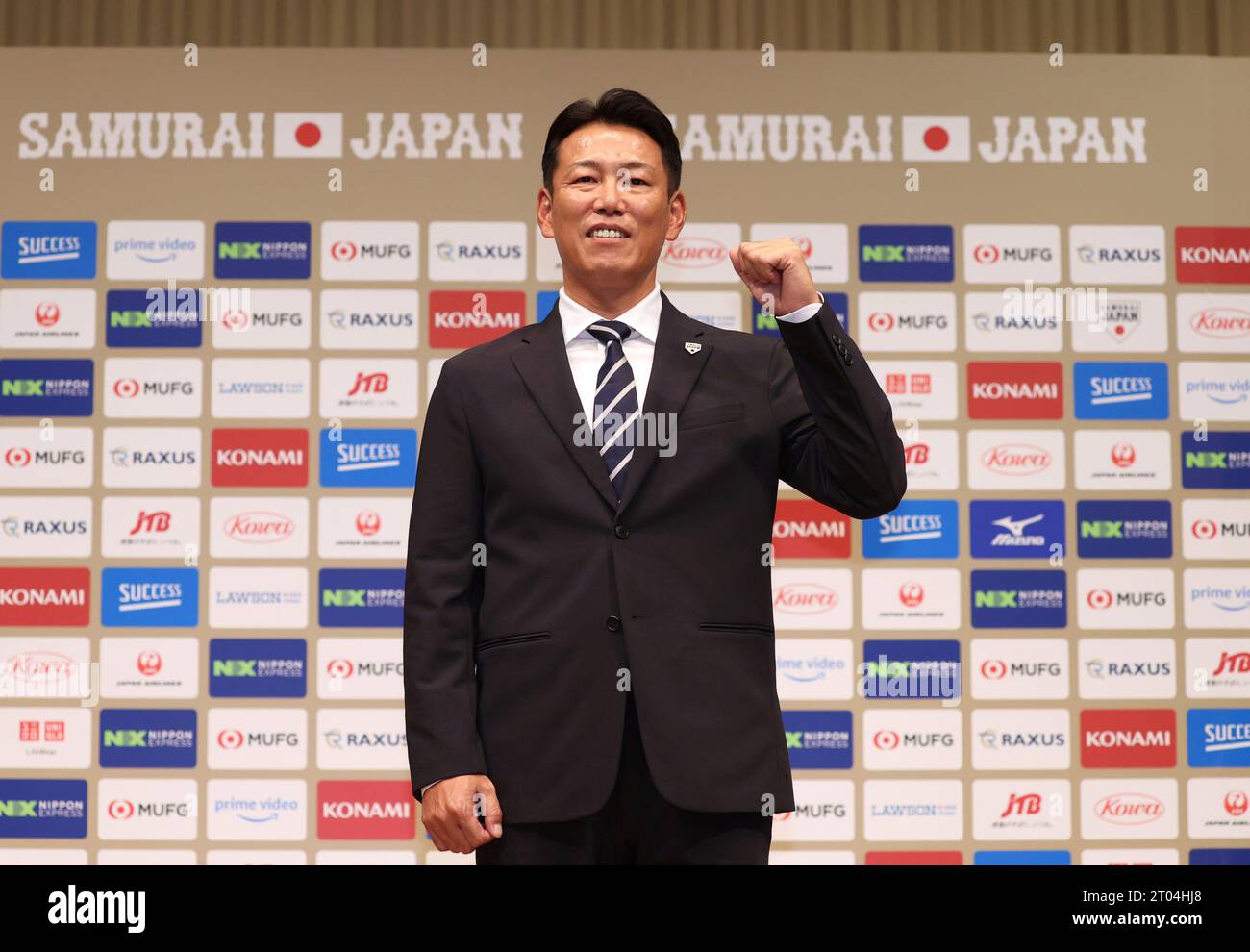 Hirokazu Ibata, a new manager of Samurai Japan, national baseball team poses for a photo in ...