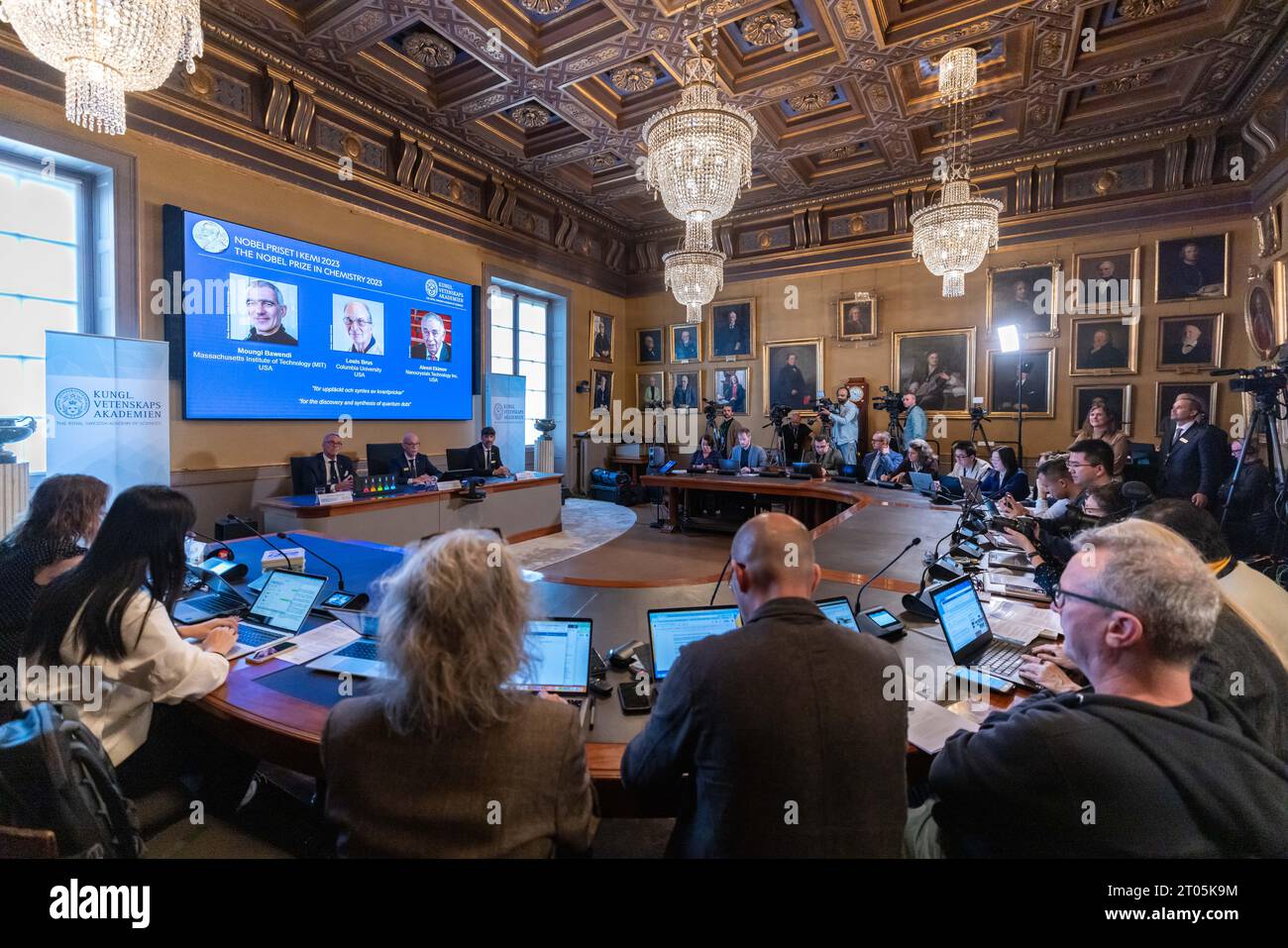 Stockholm, Schweden. Oktober 2023. Die Verleihung des Nobelpreises für ...