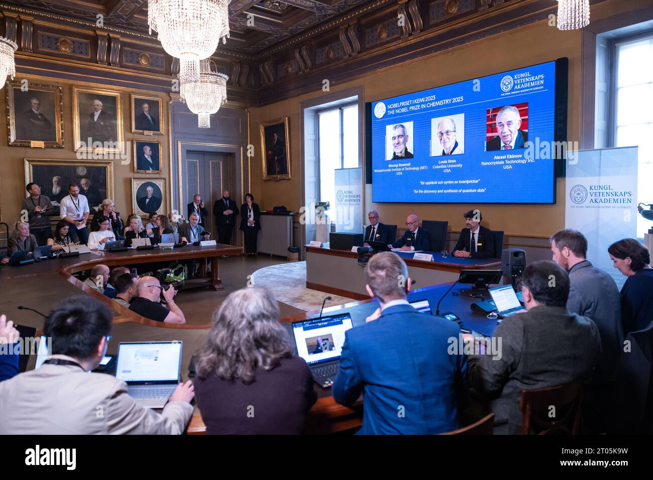 Stockholm, Schweden. Oktober 2023. Die Verleihung des Nobelpreises für ...