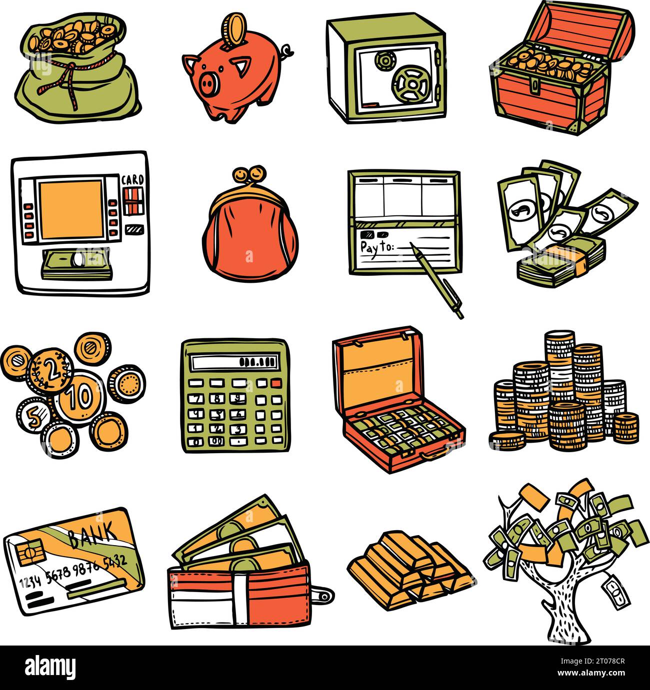 Finanzgeschäft und Geldwechsel Skizze handgezeichnete Symbole setzen ...