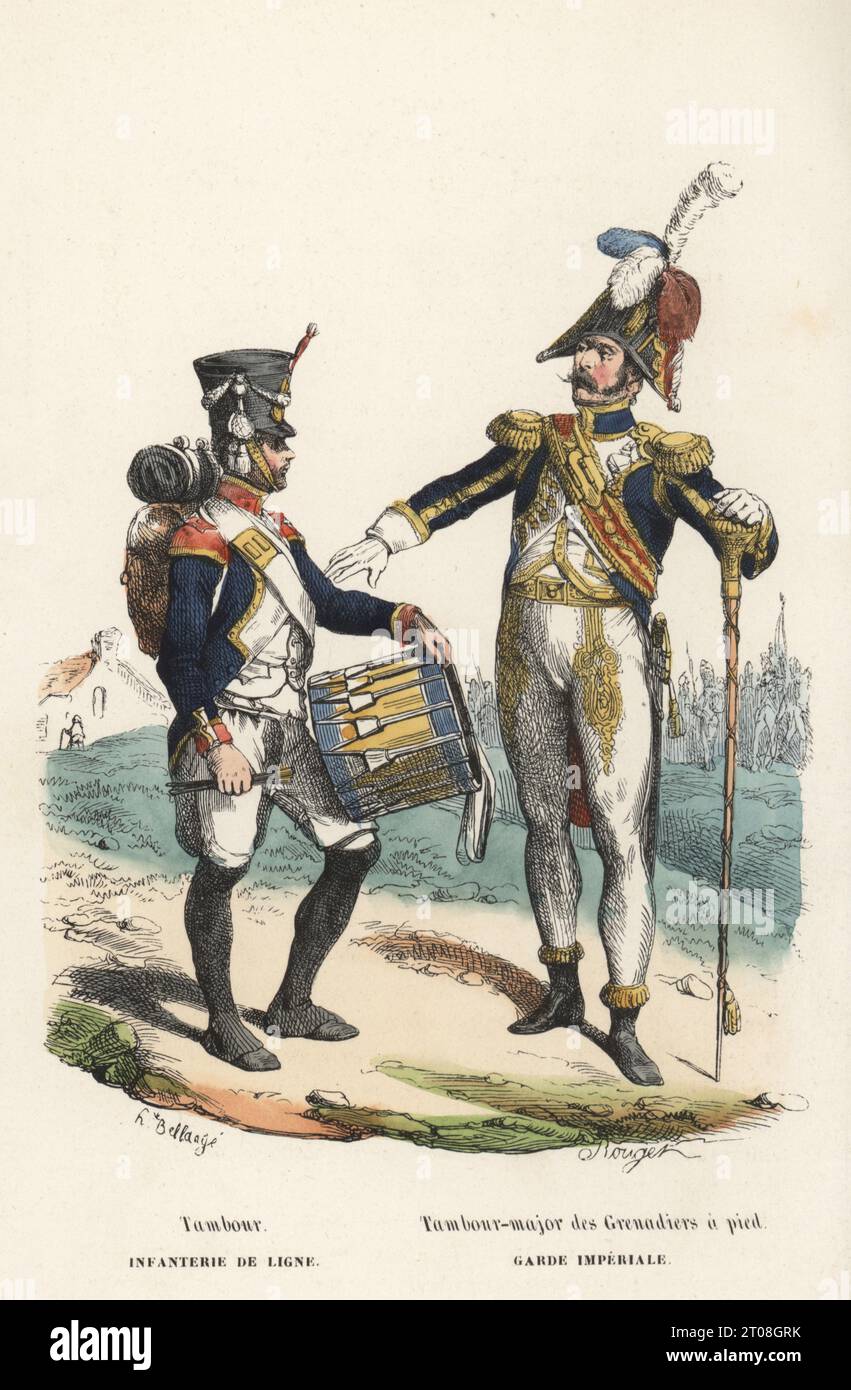 Musiker aus Napoleons Infanterieregimentern. Schlagzeuger aus einem ...