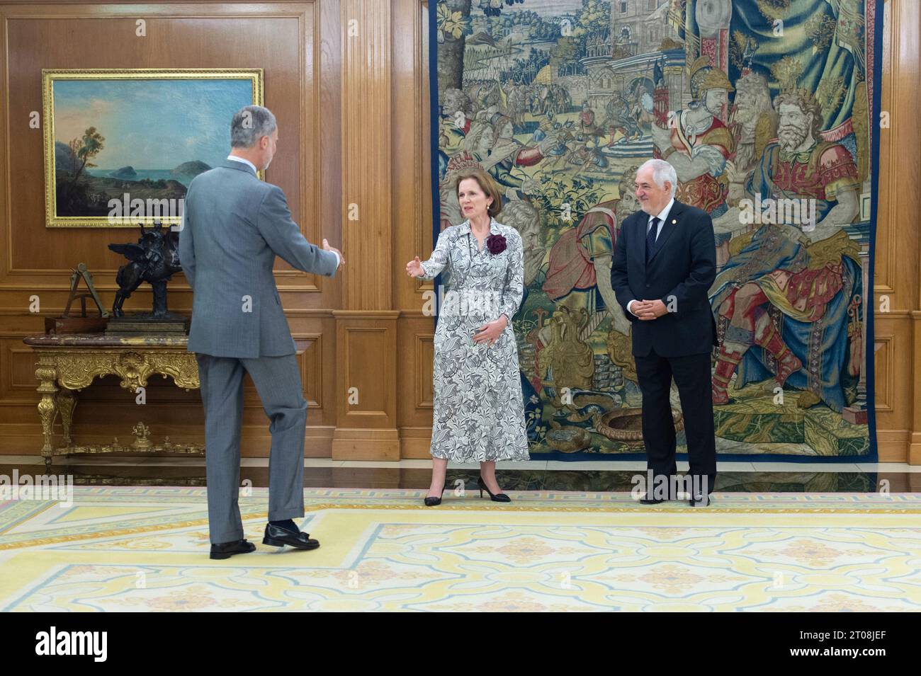 King Felipe VI (1l) receives in audience the President of the European ...