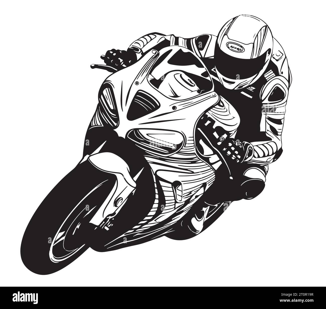 Motorradfahrer Emblem Skizze Hand gezeichnet Vektor Sport Wettbewerb ...