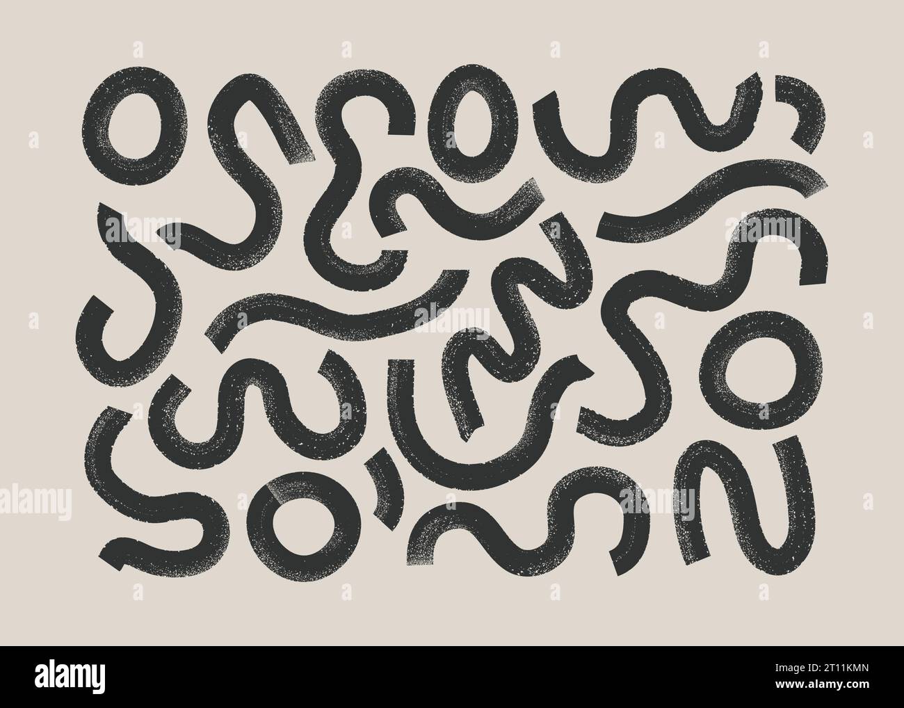 Schlichte, kräftige, lockige Linien, rote Wellen, Schnitzel-Set ...