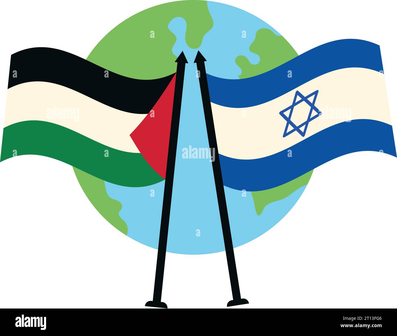 palästina- und israel-Flaggen im Weltdesign Stock-Vektorgrafik - Alamy