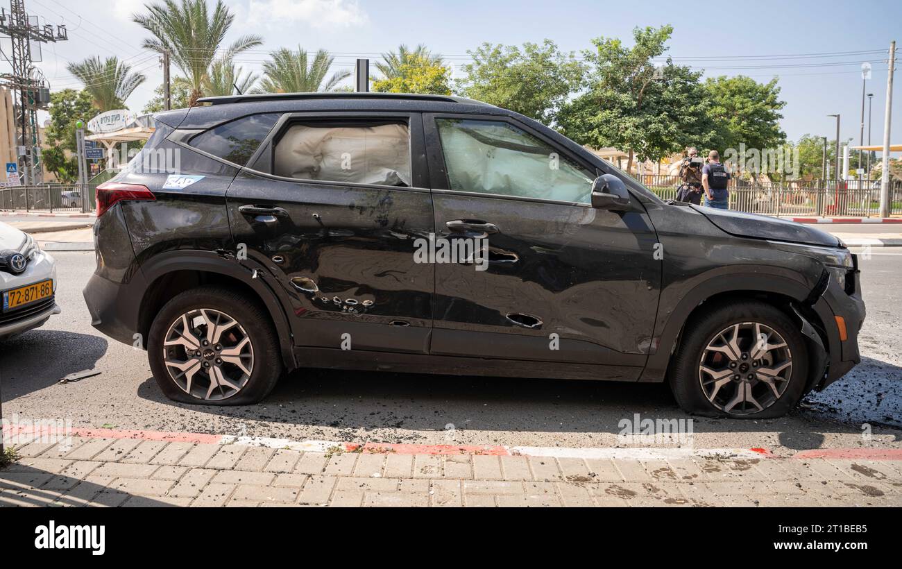 Sderot, Israel. Oktober 2023. Am Donnerstag zerstörte die Hamas die ...