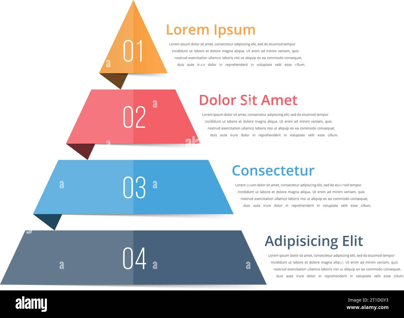 Pyramide chart Vorlage, Pyramide Infografiken, vier Schritte ...
