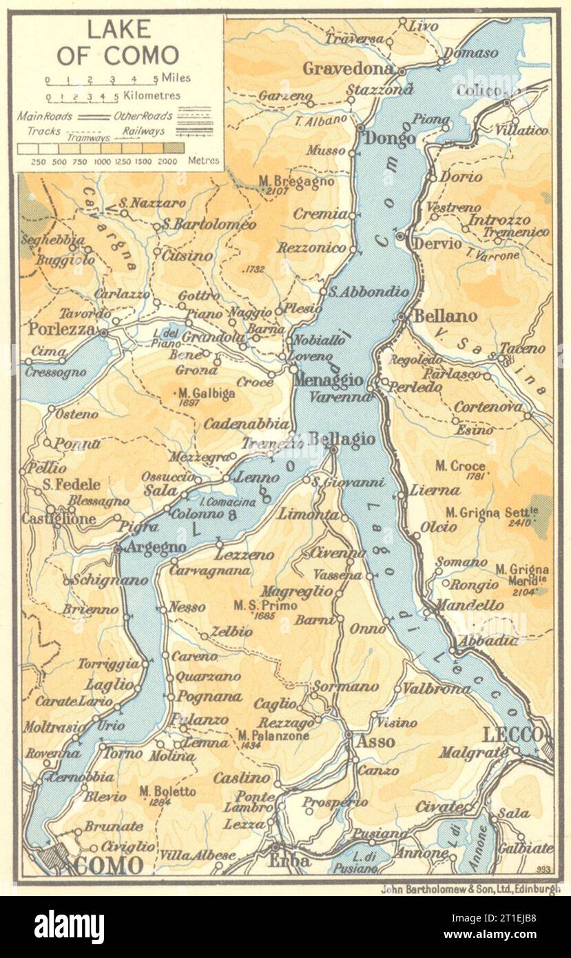 Map of lake como -Fotos und -Bildmaterial in hoher Auflösung – Alamy