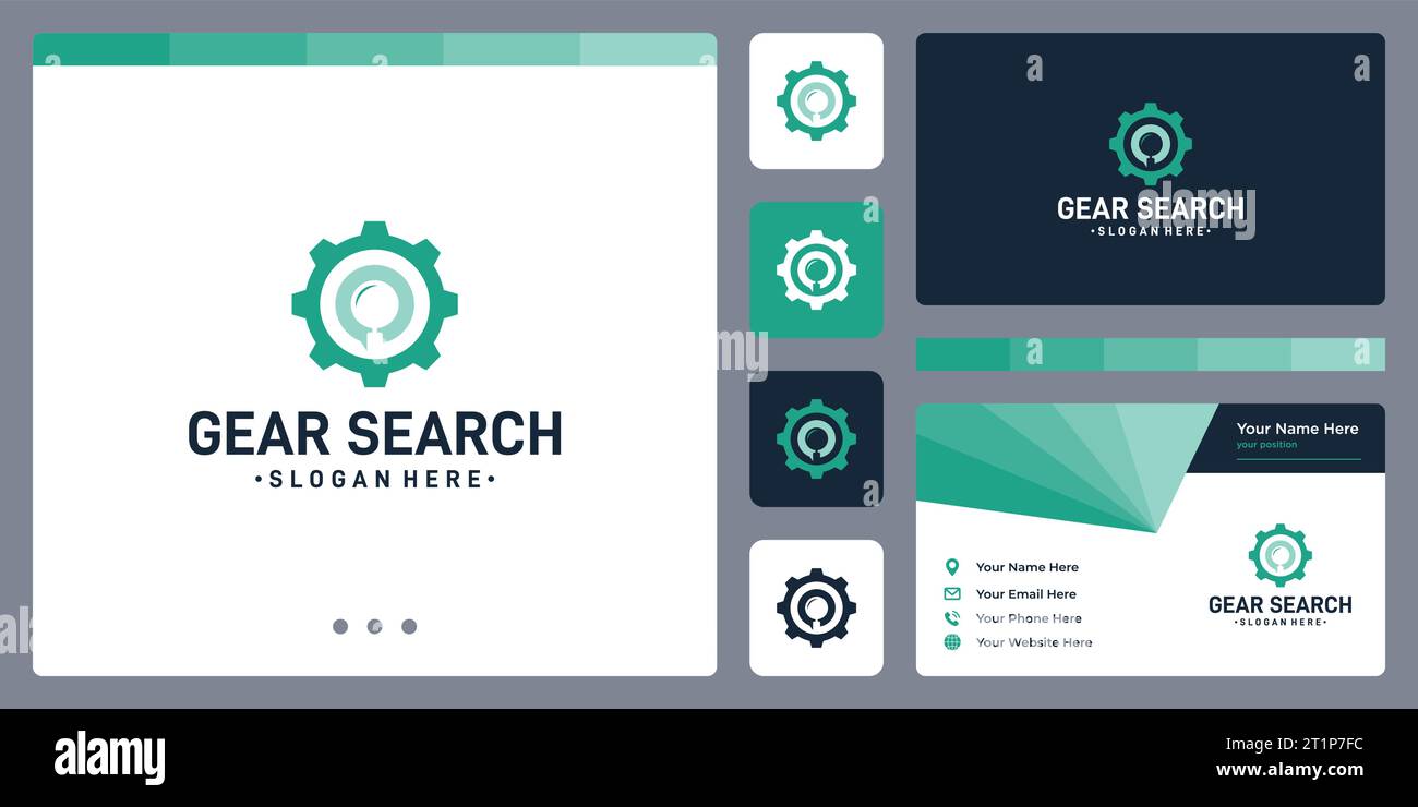 Gear Logo Design Vorlage mit Lupe Logo Design grafische Vektor ...