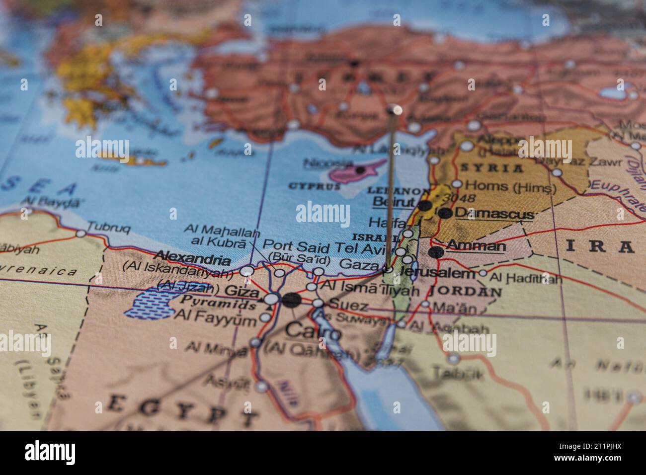 Gaza auf der Karte. Israel und Palästina auf der geopolitischen Karte. Gazastreifen und ...