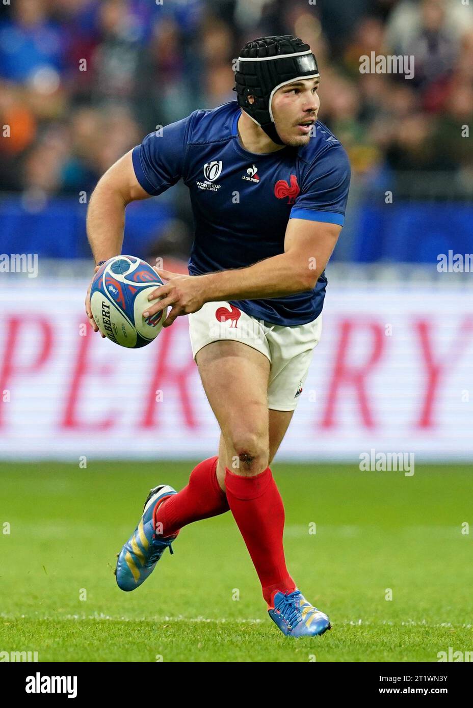 Frankreichs Antoine Dupont im Viertelfinale der Rugby-Weltmeisterschaft 2023 im Stade de France ...