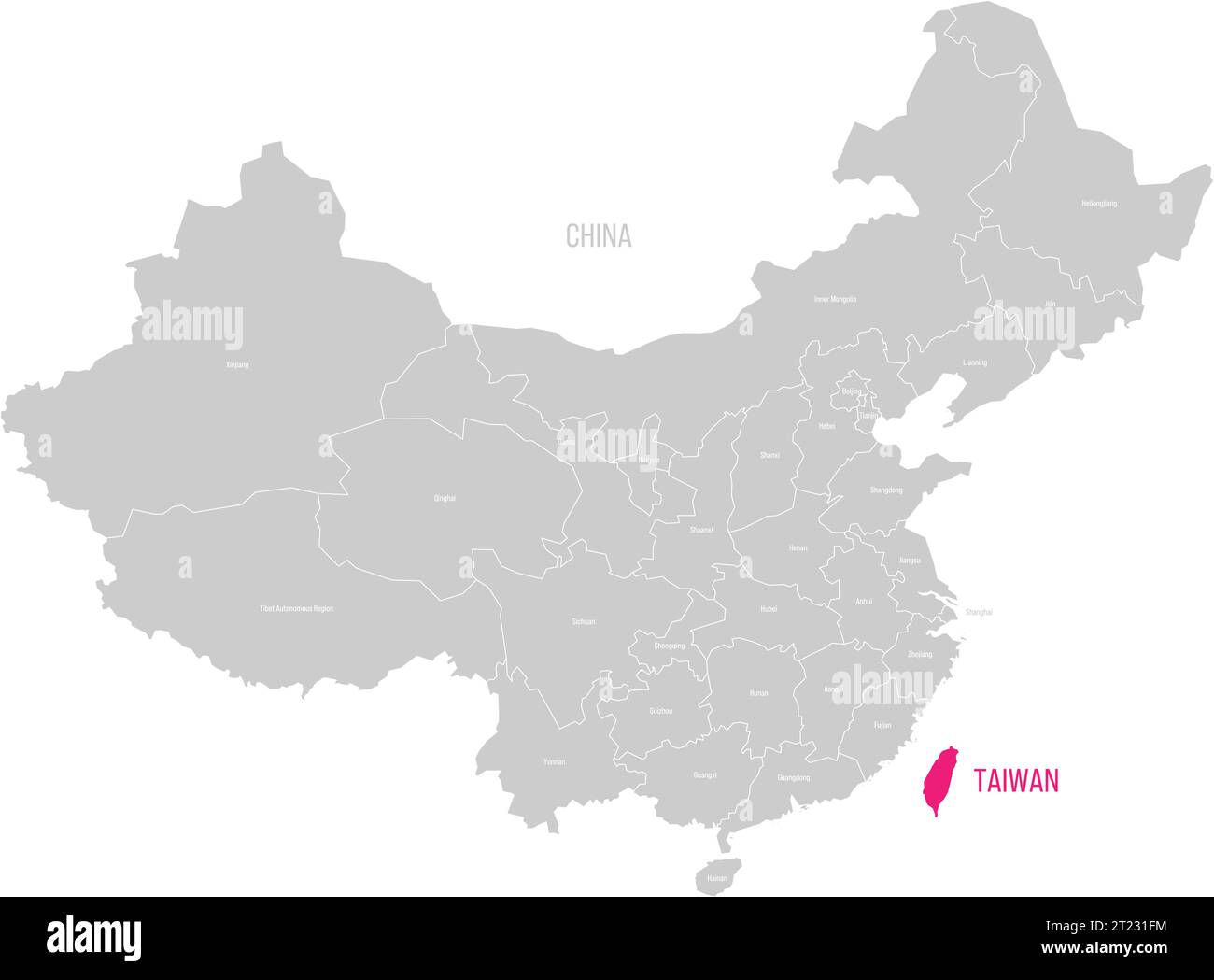 Politische Karte von Taiwan und China. Beide Länder mit ...