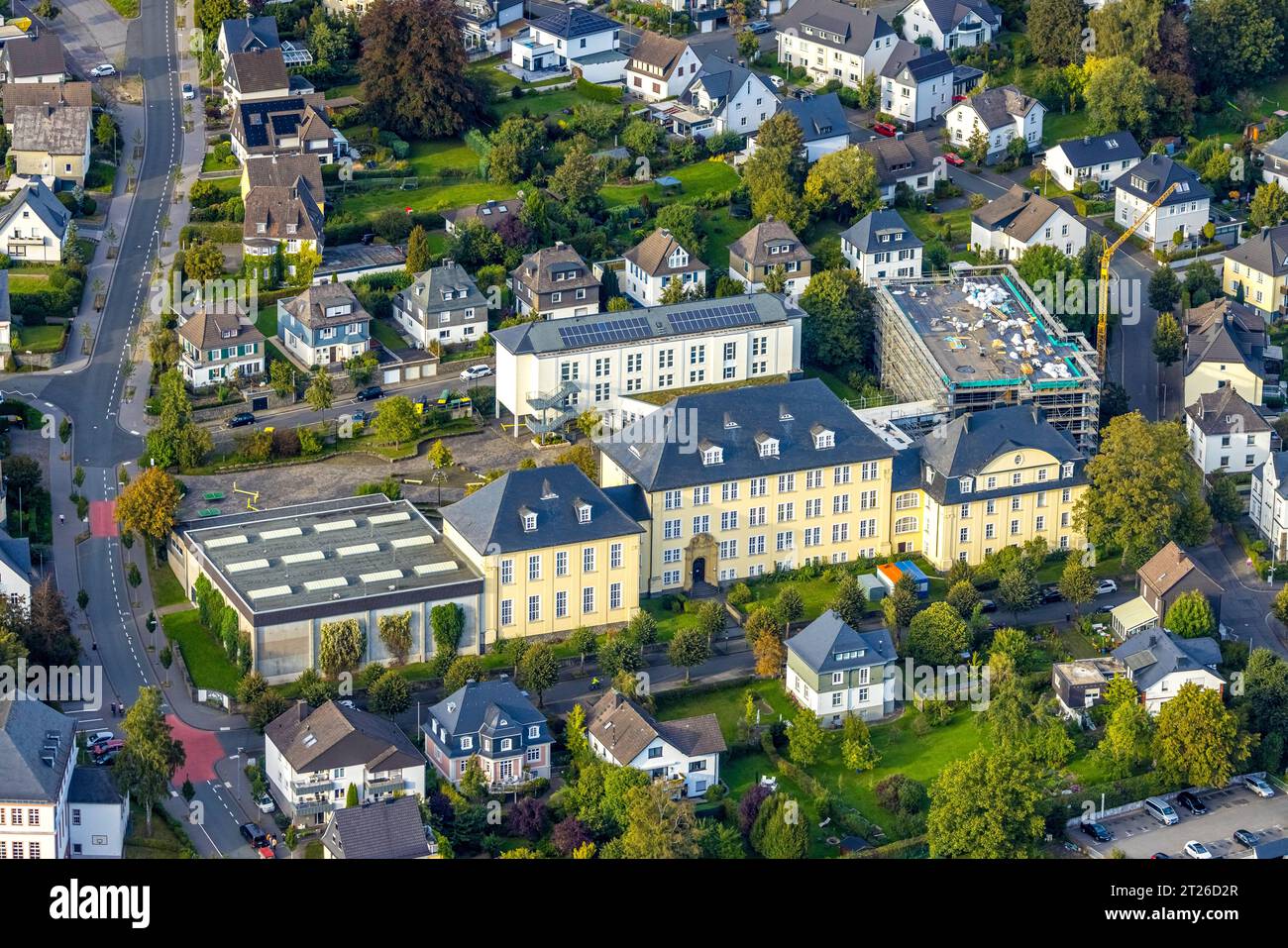 Luftbild, Städtisches Gymnasium, Baustelle mit Neubau Schützenstraße ...