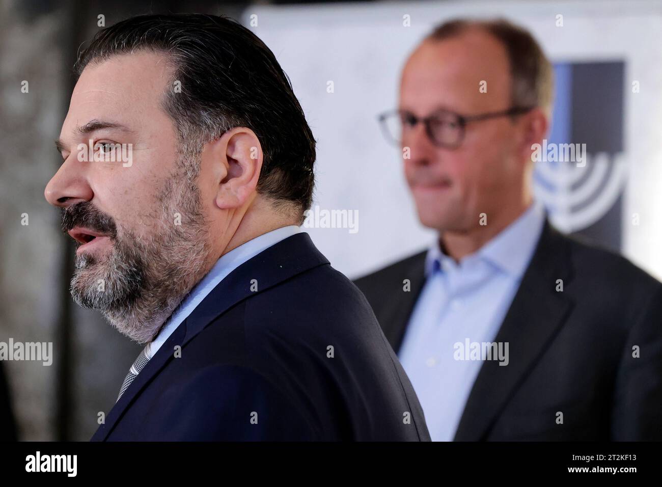 Berlin, Deutschland. Oktober 2023. Friedrich Merz (r), CDU ...